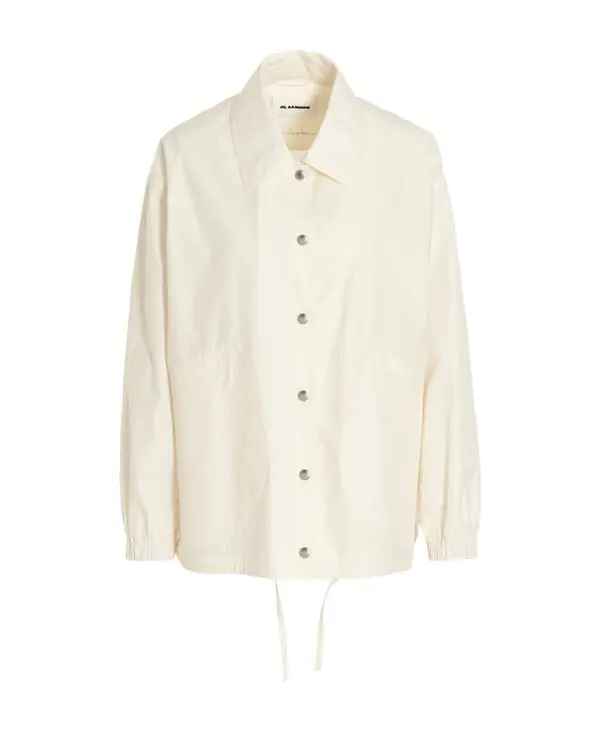 JIL SANDER Logo-printed Drawstring Shirt Jacket - White