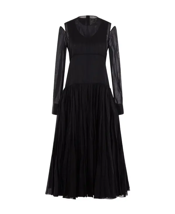 JIL SANDER Pleat-detailed Crewneck Midi Dress
