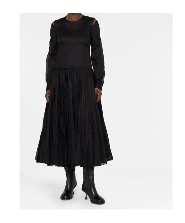 JIL SANDER Pleat-detailed Crewneck Midi Dress