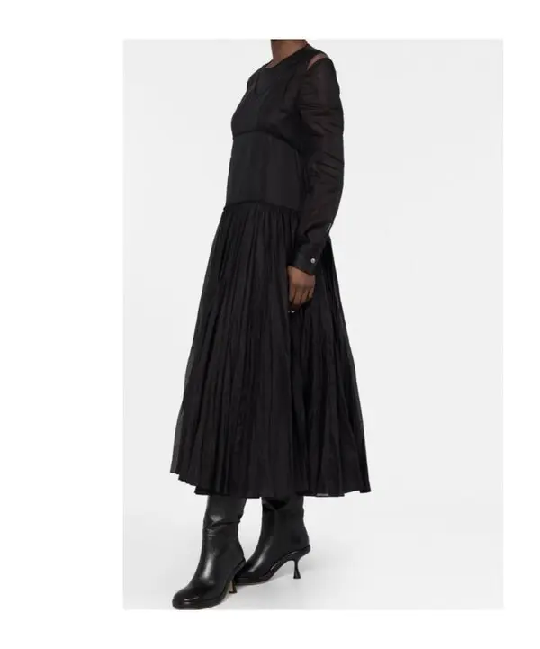 JIL SANDER Pleat-detailed Crewneck Midi Dress