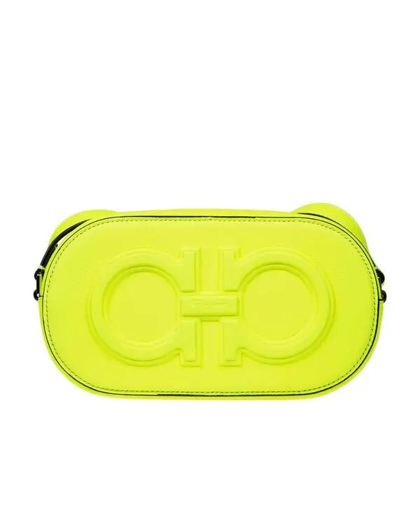 FERRAGAMO Gancini Embossed Shoulder Bag - Yellow