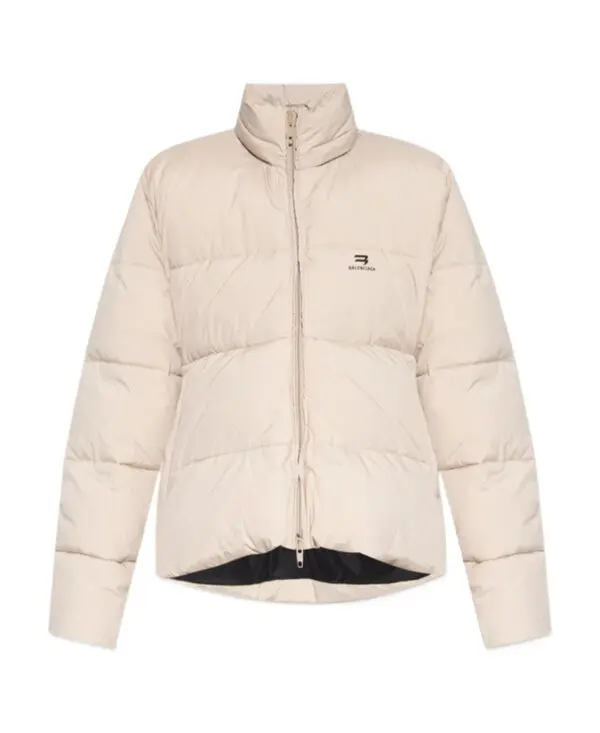 Balenciaga Logo Printed Padded Jacket - Nude