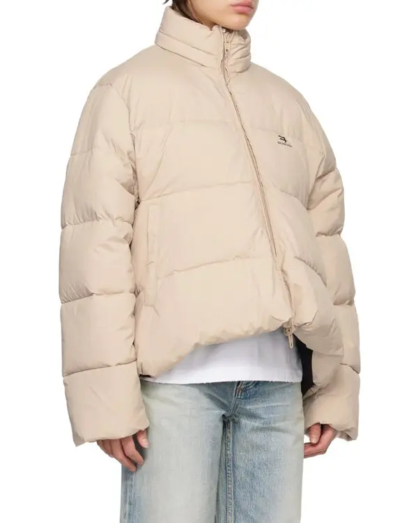 Balenciaga Logo Printed Padded Jacket - Nude