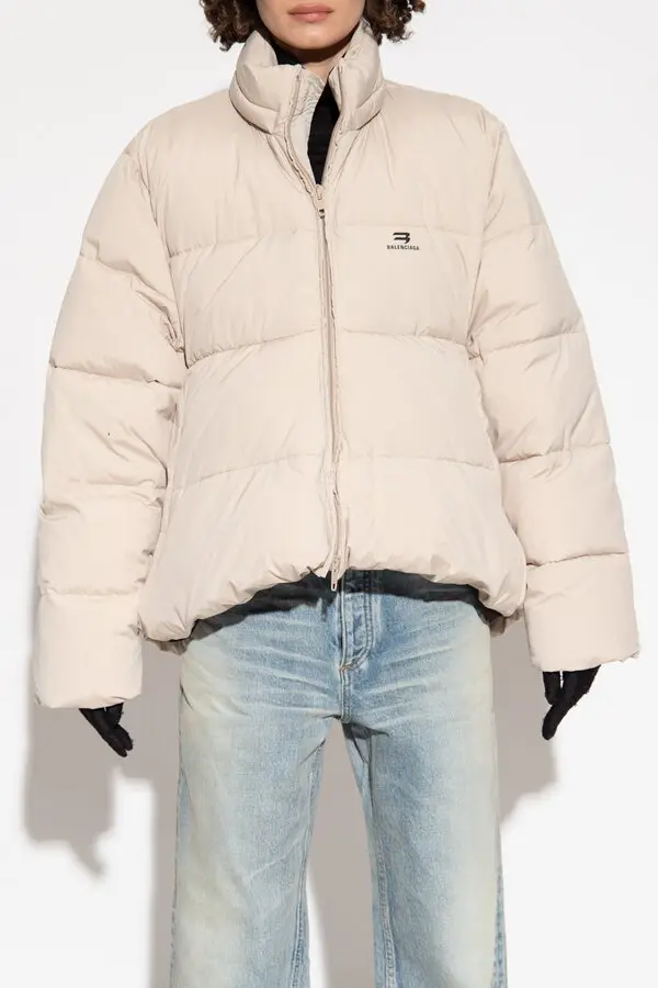 Balenciaga Logo Printed Padded Jacket - Nude