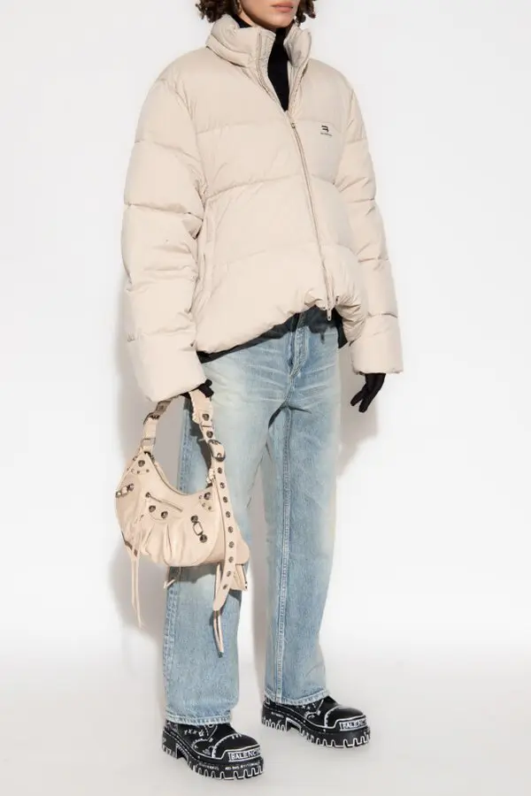 Balenciaga Logo Printed Padded Jacket - Nude