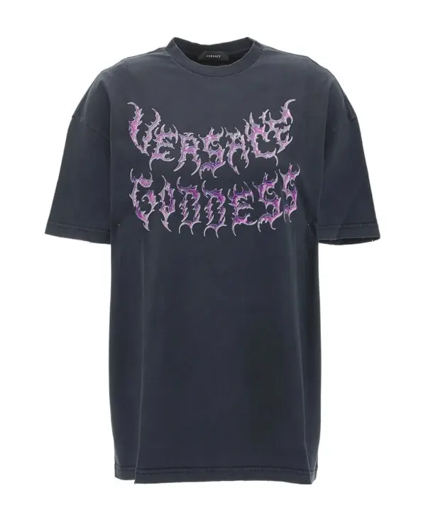 Versace Logo Print Crewneck T-shirt
