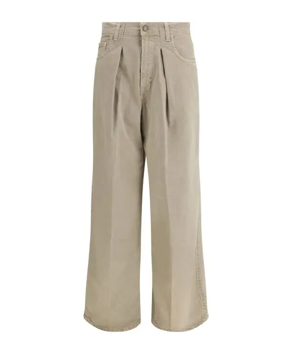 HAIKURE Pleated Wide Leg Jeans - Nude