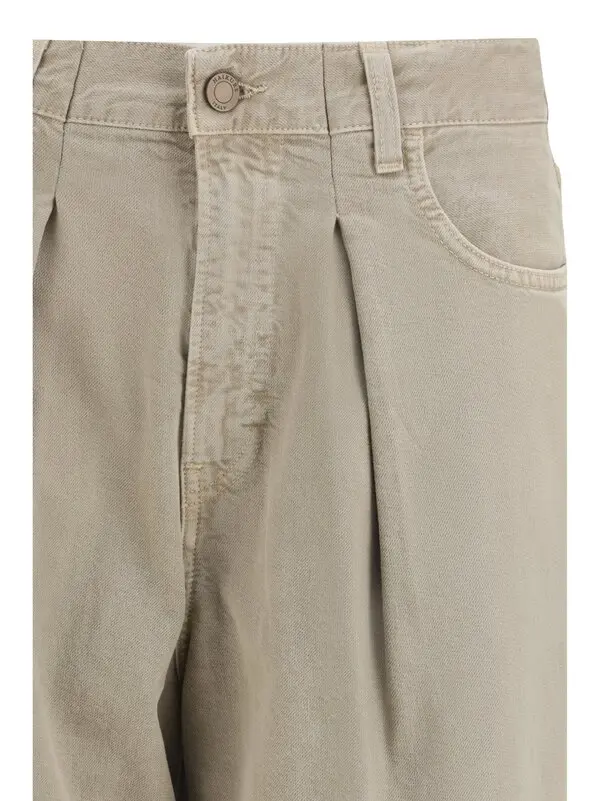 HAIKURE Pleated Wide Leg Jeans - Nude