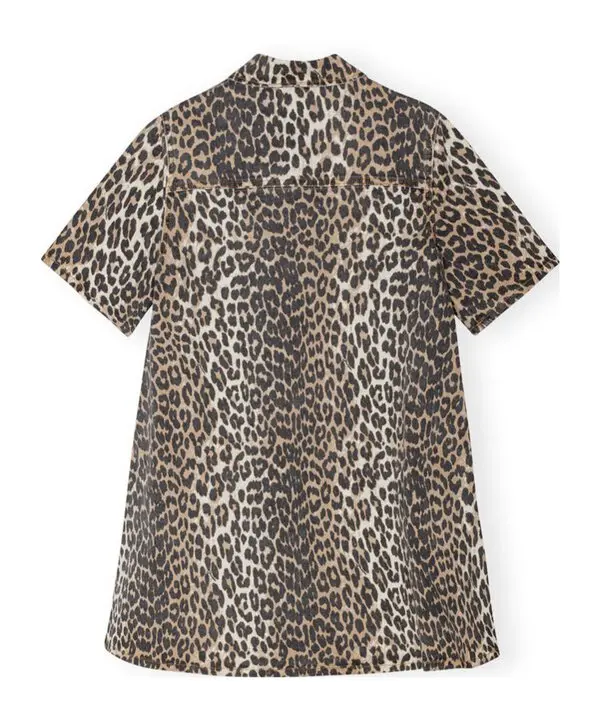 GANNI Printed Mini Dress - Leopard