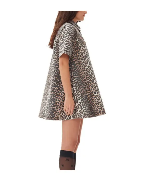 GANNI Printed Mini Dress - Leopard