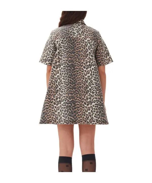 GANNI Printed Mini Dress - Leopard