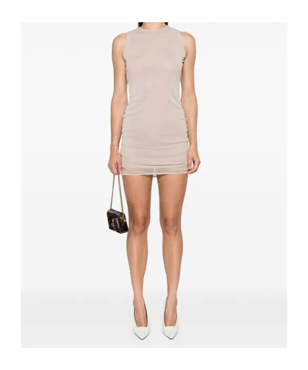 Saint Laurent Crewneck Ruched Mini Dress - No