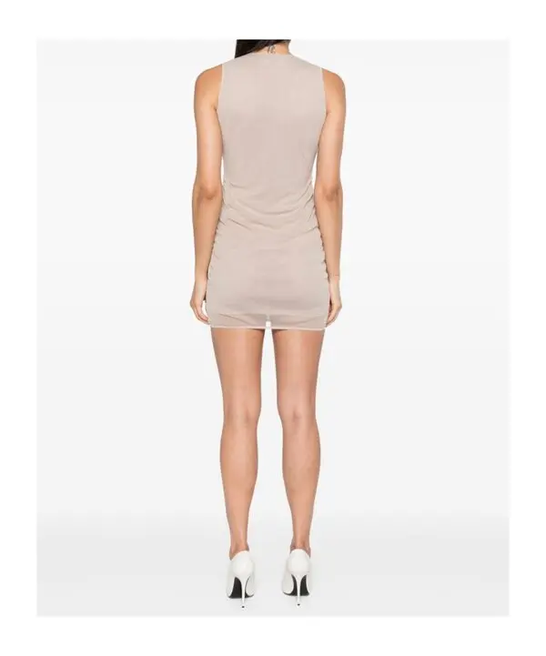 Saint Laurent Crewneck Ruched Mini Dress - No