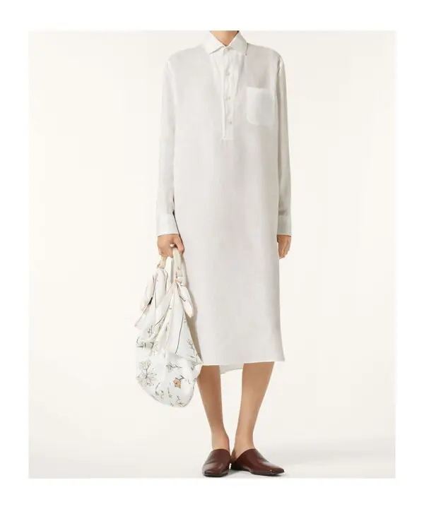 Loro Piana Midi Shirt Dress With Mother-of-pearl Buttons