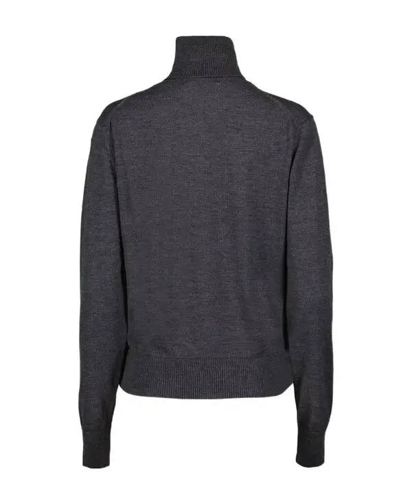 AMI Paris High Neck Knitted Jumper - Black