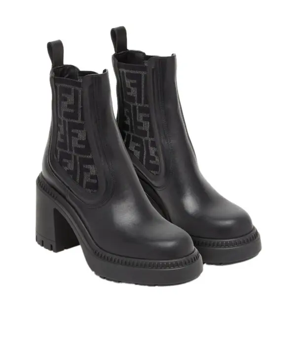 Fendi Logo Detailed Elastic Round Toe Boots