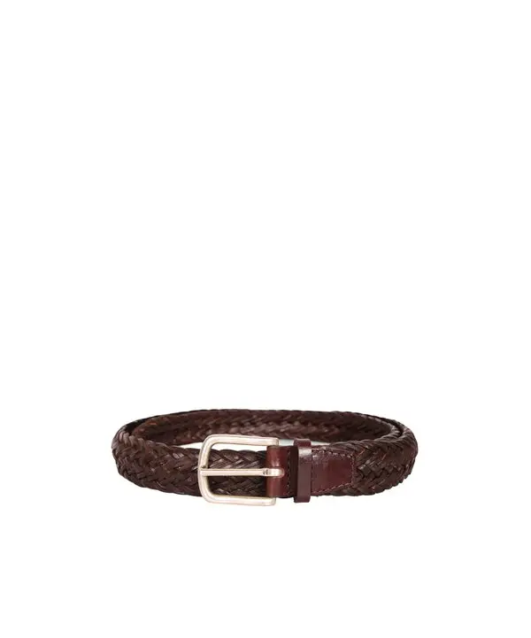 ORTIGNI Woven Leather Belt - Brown
