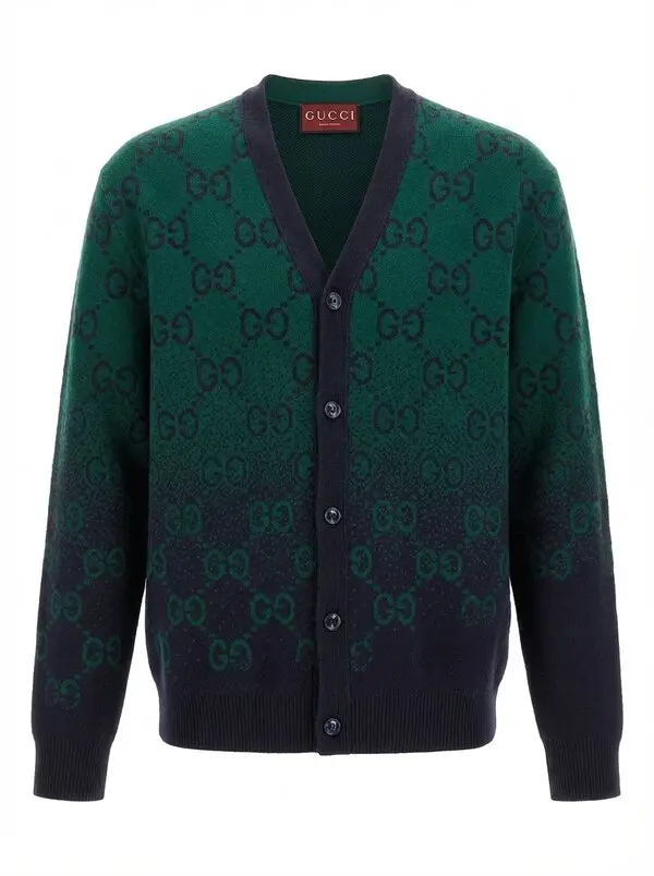 Gucci Monogrammed Button-up Cardigan - Dark Green