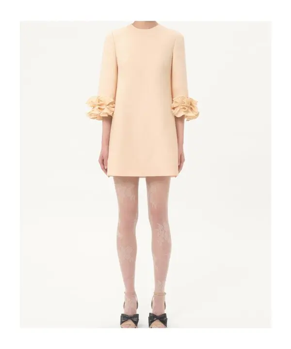 Valentino Garavani Crepe Couture Mini Dress With Floral Detail - Nude