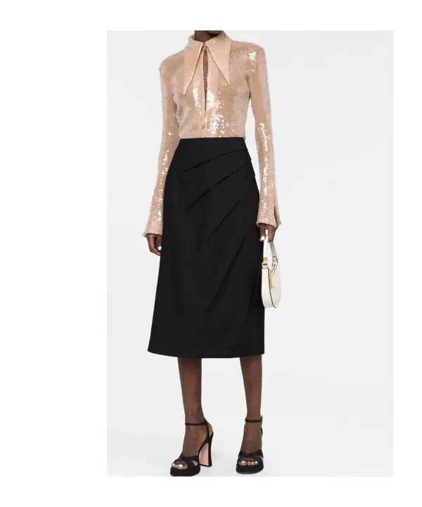 Gucci Wool Draped Detailed Midi Skirt