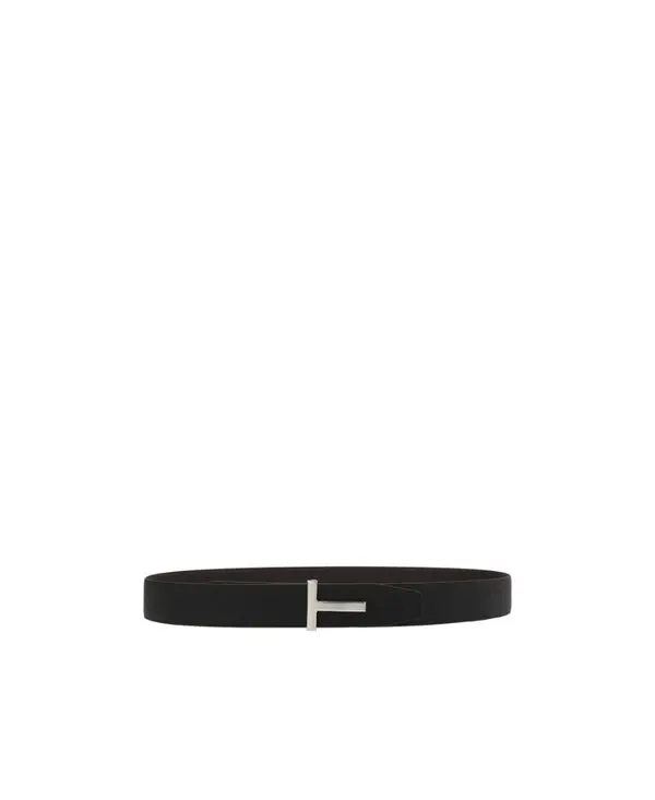 TOM FORD Logo Plaque Reversible Belt - Black