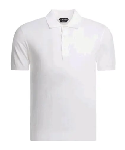 TOM FORD Short-sleeved Knitted Polo Shirt - White