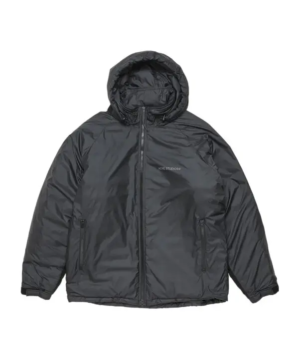 Acne Studios Hooded Down Jacket With Logo Print