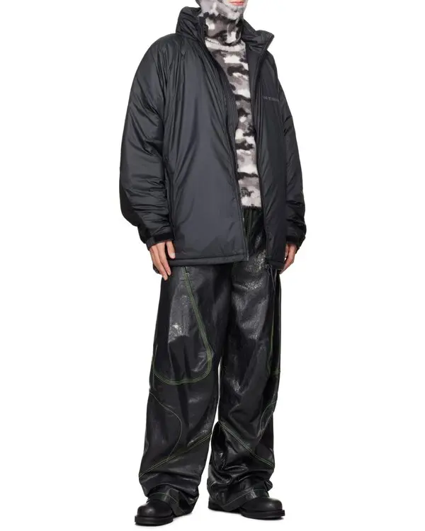 Acne Studios Hooded Down Jacket With Logo Print