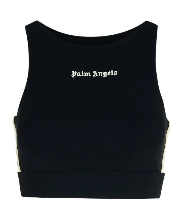 Palm Angels Logo Embroidered Cropped Top