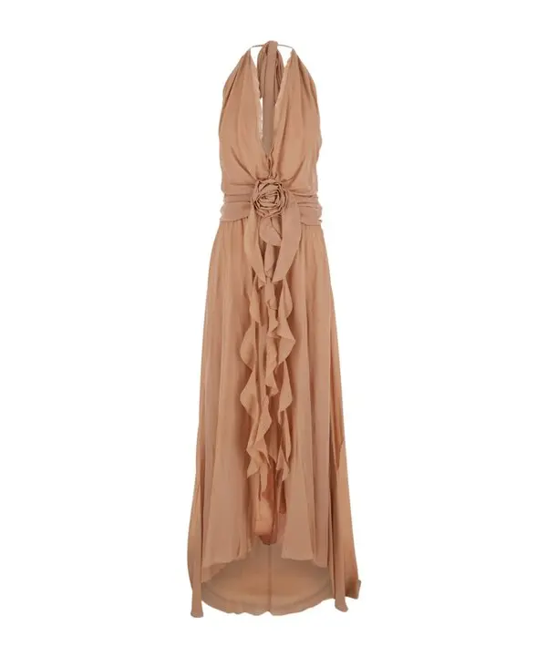 Blumarine Halterneck Maxi Dress - Brown