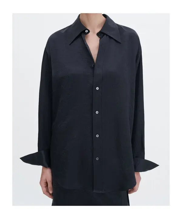 Filippa K Crinkle Shirt With Button-front And Cuffed Sleeves