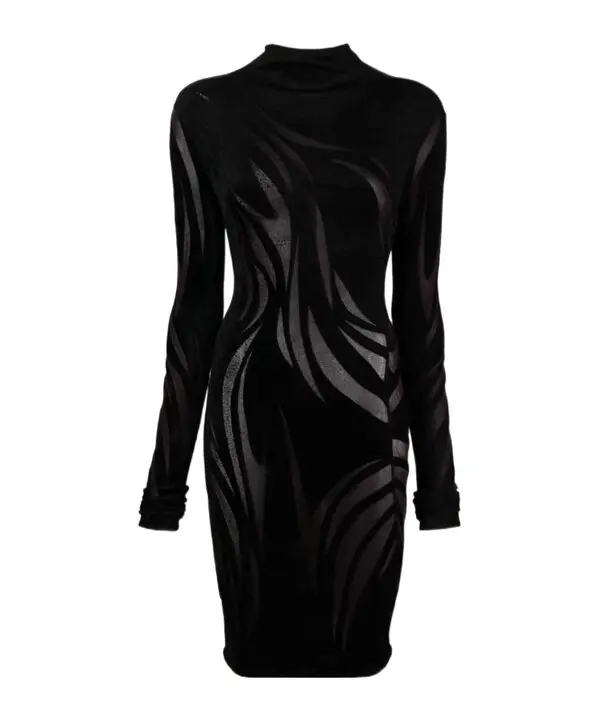 MUGLER Sheer Chenille Minidress
