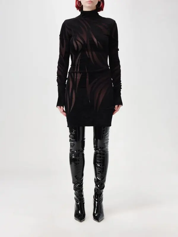 MUGLER Sheer Chenille Minidress