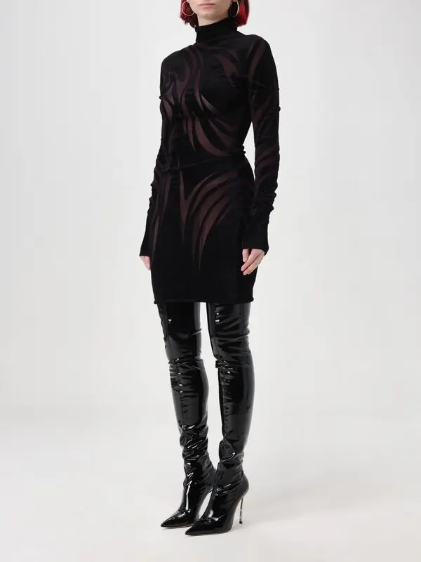 MUGLER Sheer Chenille Minidress