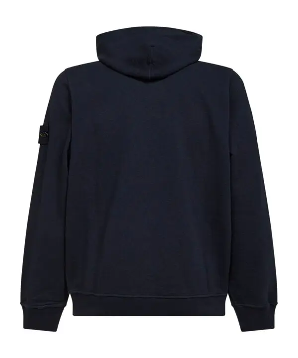 Stone Island Logo Patch Zip Hoodie - Blue