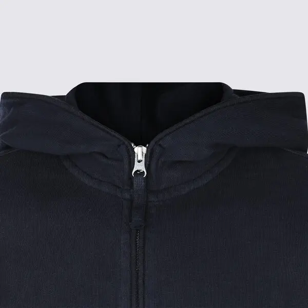 Stone Island Logo Patch Zip Hoodie - Blue