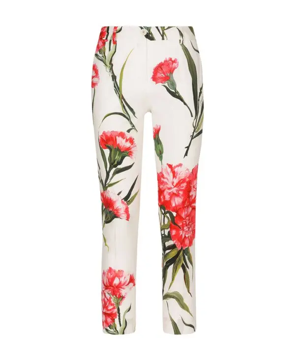 Dolce & Gabbana Carnation Print Tailored Trousers - White