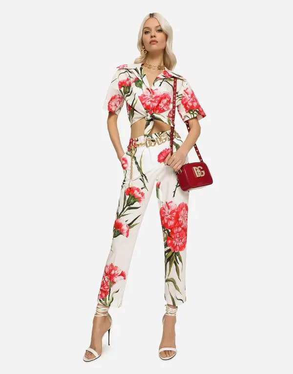 Dolce & Gabbana Carnation Print Tailored Trousers