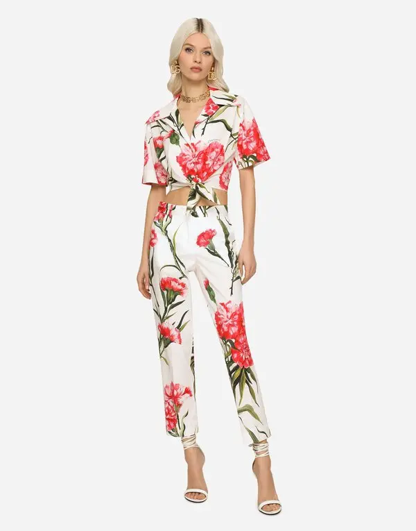 Dolce & Gabbana Carnation Print Tailored Trousers