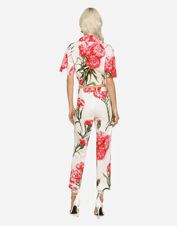 Dolce & Gabbana Carnation Print Tailored Trousers