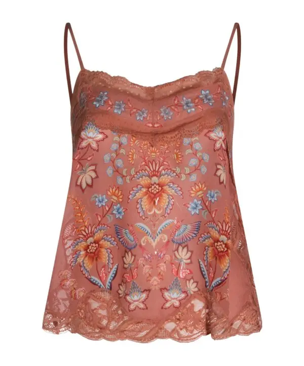 Farm Rio Lace Trim Printed Camisole Top