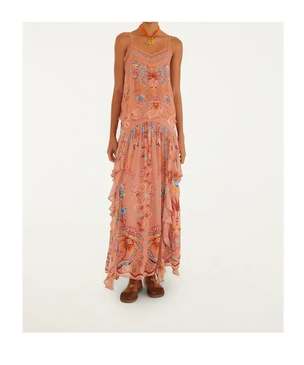 Farm Rio Lace Trim Printed Camisole Top