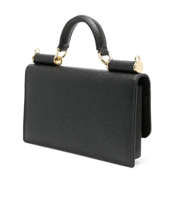 Dolce & Gabbana Logo Plaque Foldover Top Clutch Bag - Black