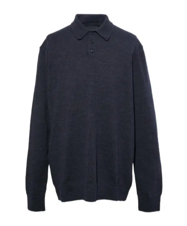 MAISON MARGIELA Elbow-patch Wool Polo Shirt - Black