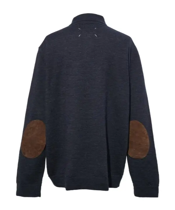 MAISON MARGIELA Elbow-patch Wool Polo Shirt - Black
