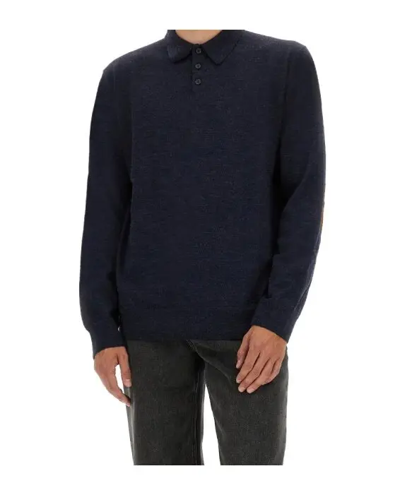 MAISON MARGIELA Elbow-patch Wool Polo Shirt - Black