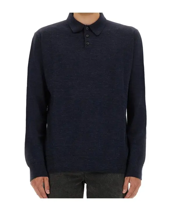 MAISON MARGIELA Elbow-patch Wool Polo Shirt - Black