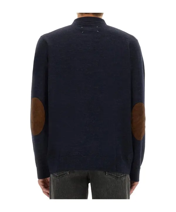 MAISON MARGIELA Elbow-patch Wool Polo Shirt - Black