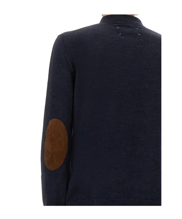 MAISON MARGIELA Elbow-patch Wool Polo Shirt - Black