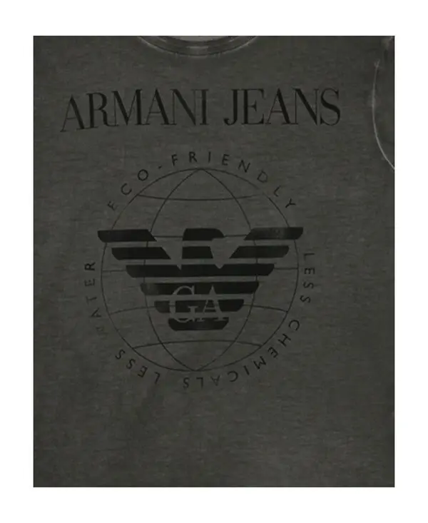 Emporio Armani Dark Gray Logo Printed Long-sleeved T-shirt